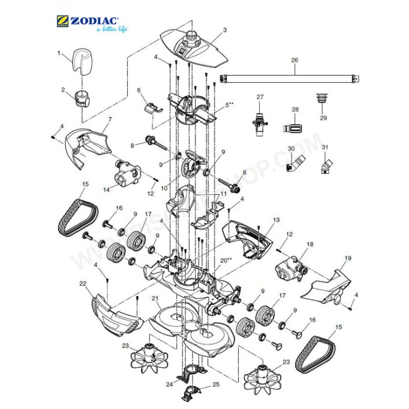 Roulement (roue et moteur) robot Zodiac MX8